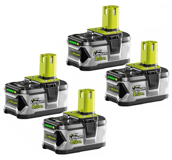 4-Pack Ryobi 18V Battery 8.0AH Lithium for P108 ONE+ RB18L50 RB18L40 ...